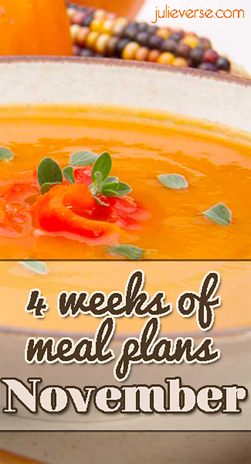 November Menu Plan: 4 Weeks of Dinners - Julieverse